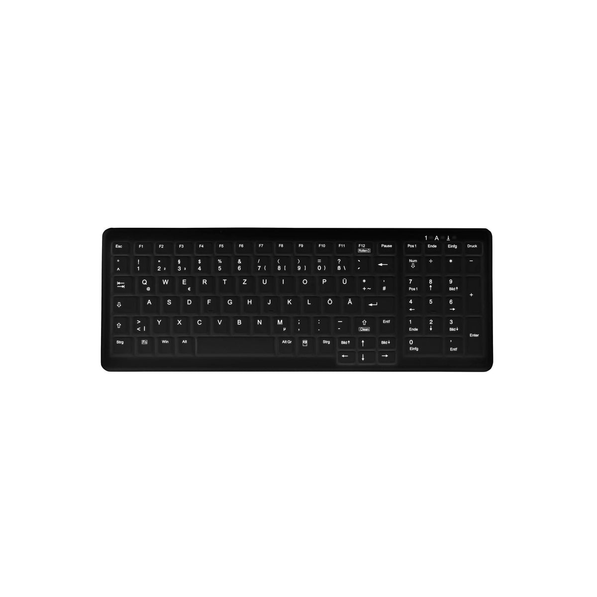 Active Key AK-C7000F Compact Flat Wipeable Keyboard in Black with Nump ...