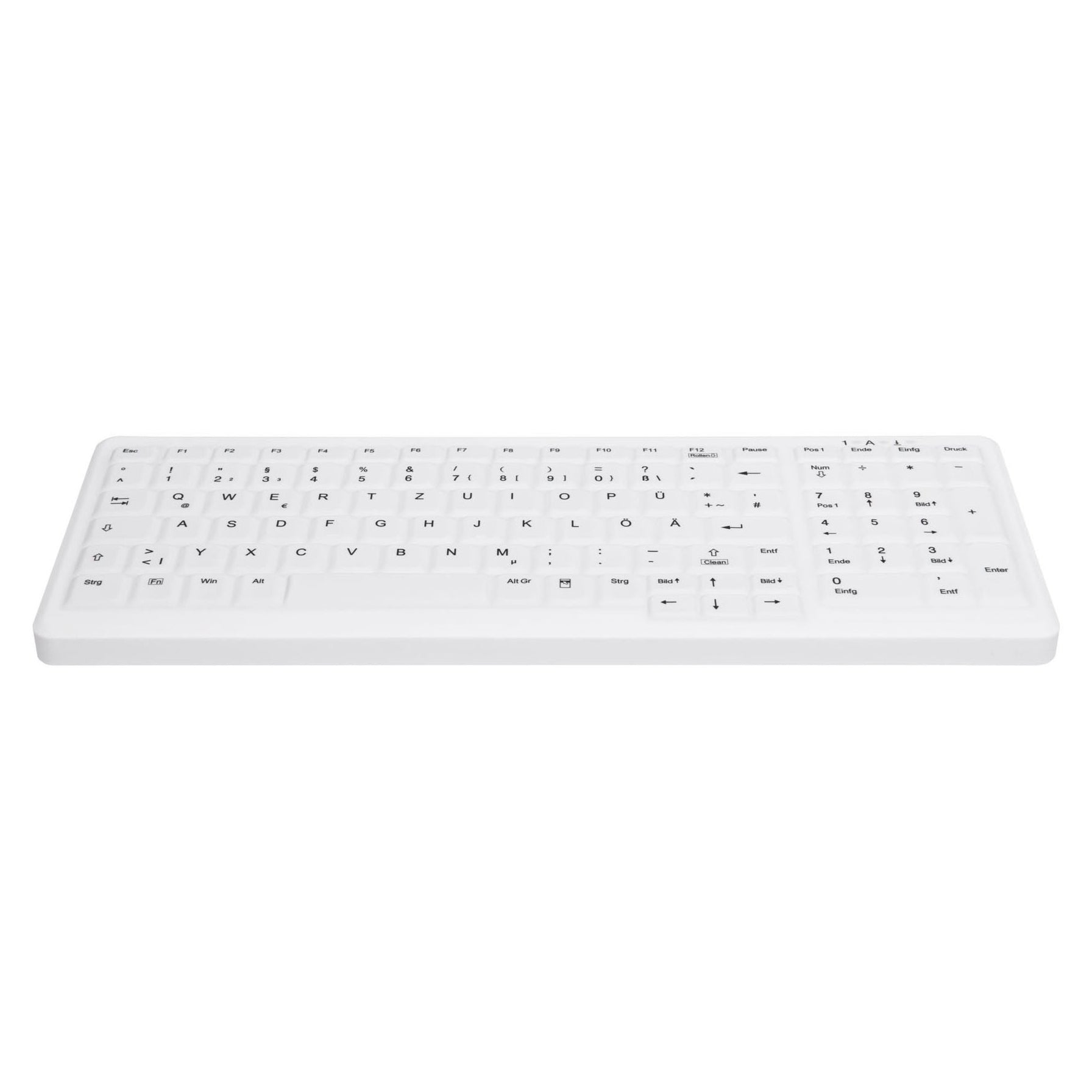 Active Key AK-C7000F Compact Flat Wipeable Keyboard in White with Nump ...