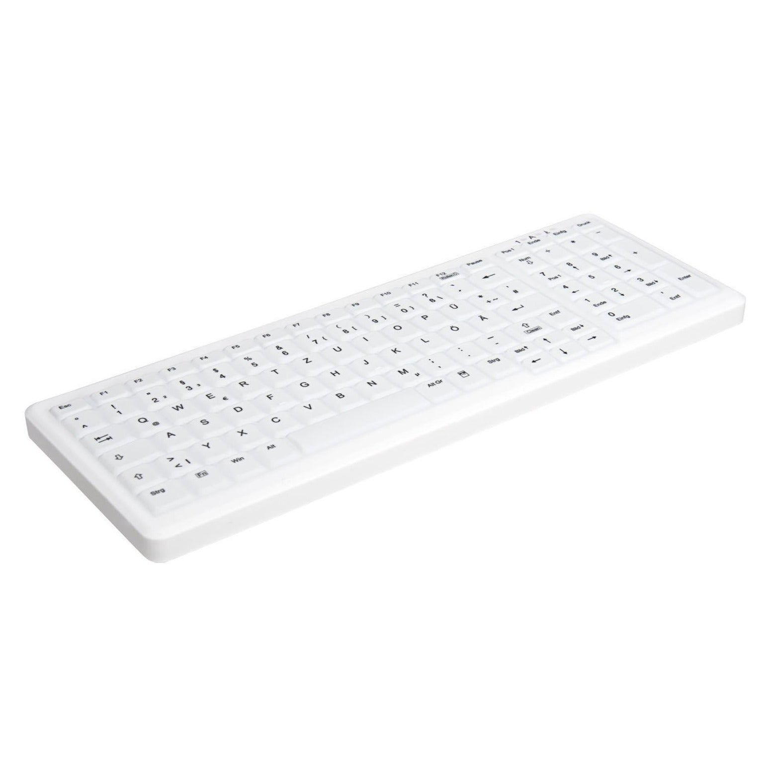 Active Key AK-C7000F Compact Flat Wipeable Keyboard in White with Nump ...