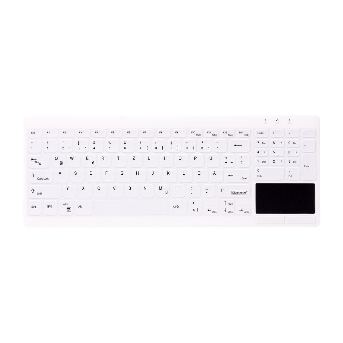 Active Key AK-C7412F Compact Ultraflat Wipeable Keyboard in White with ...