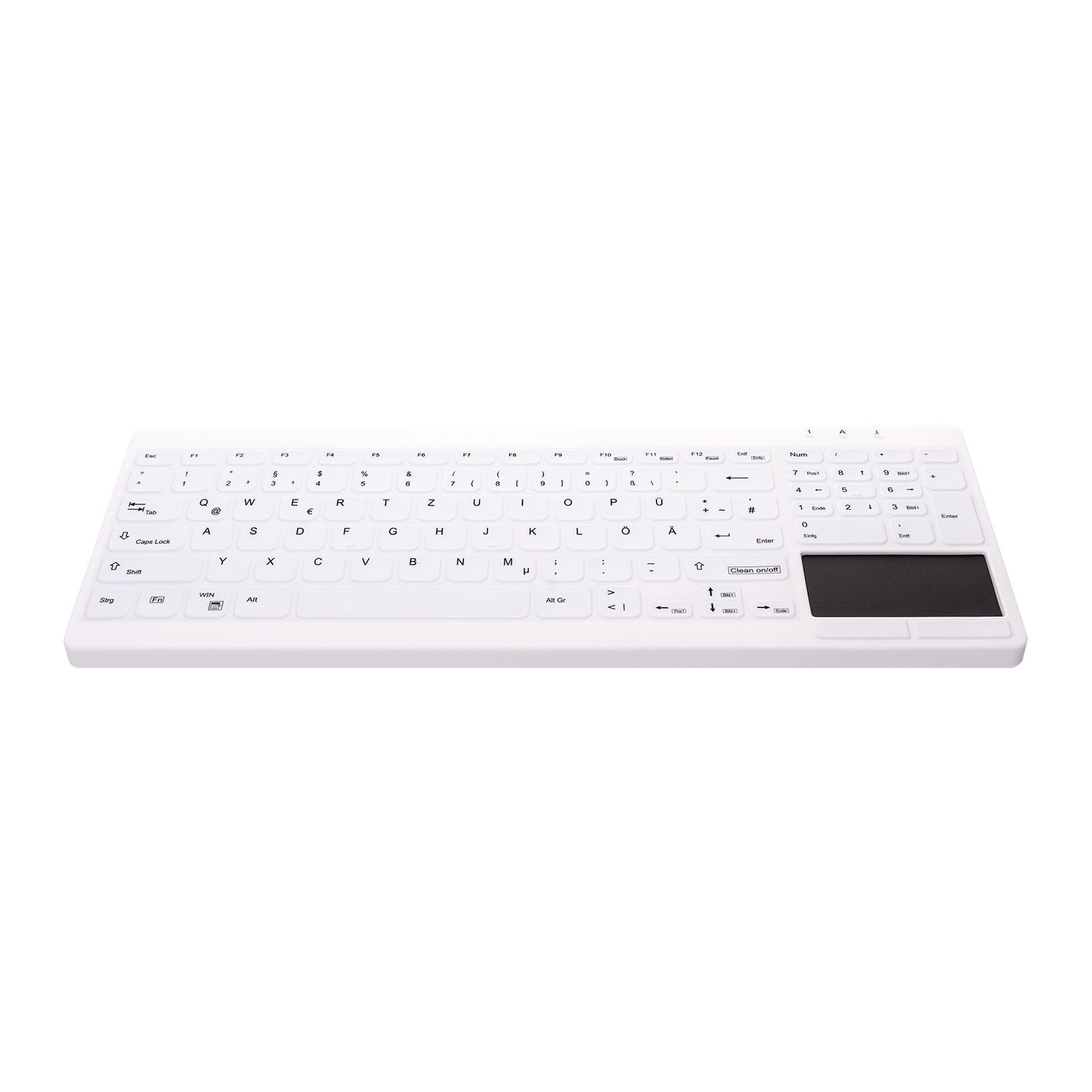 Active Key AK-C7412F Compact Ultraflat Wipeable Keyboard in White with ...