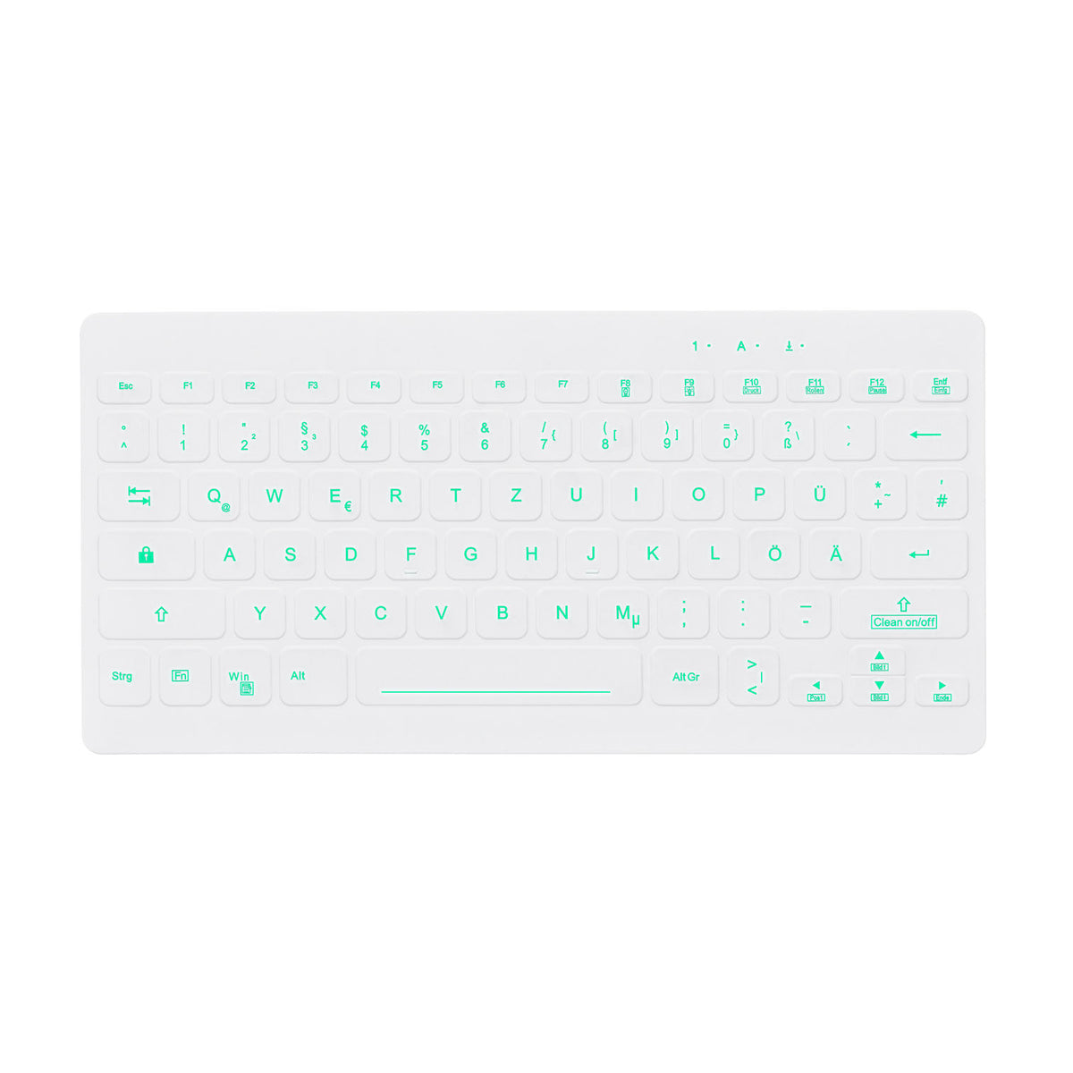 Active Key AK-CB4112F Compact Ultraflat Wipeable Keyboard in White wit ...