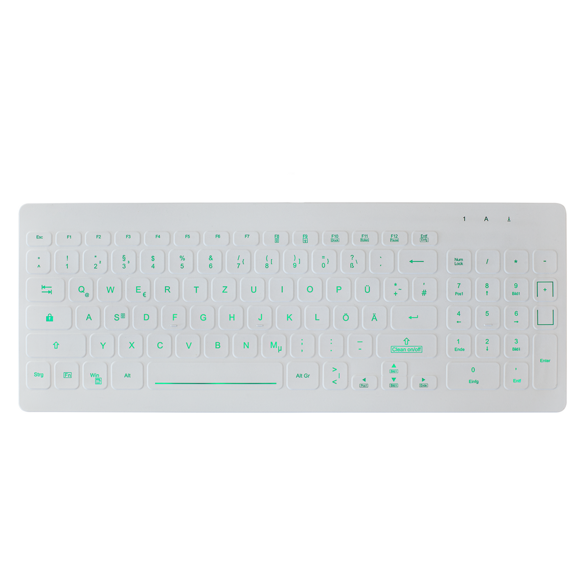 Active Key AK-CB7012F Compact Ultraflat Wipeable Keyboard in White wit ...