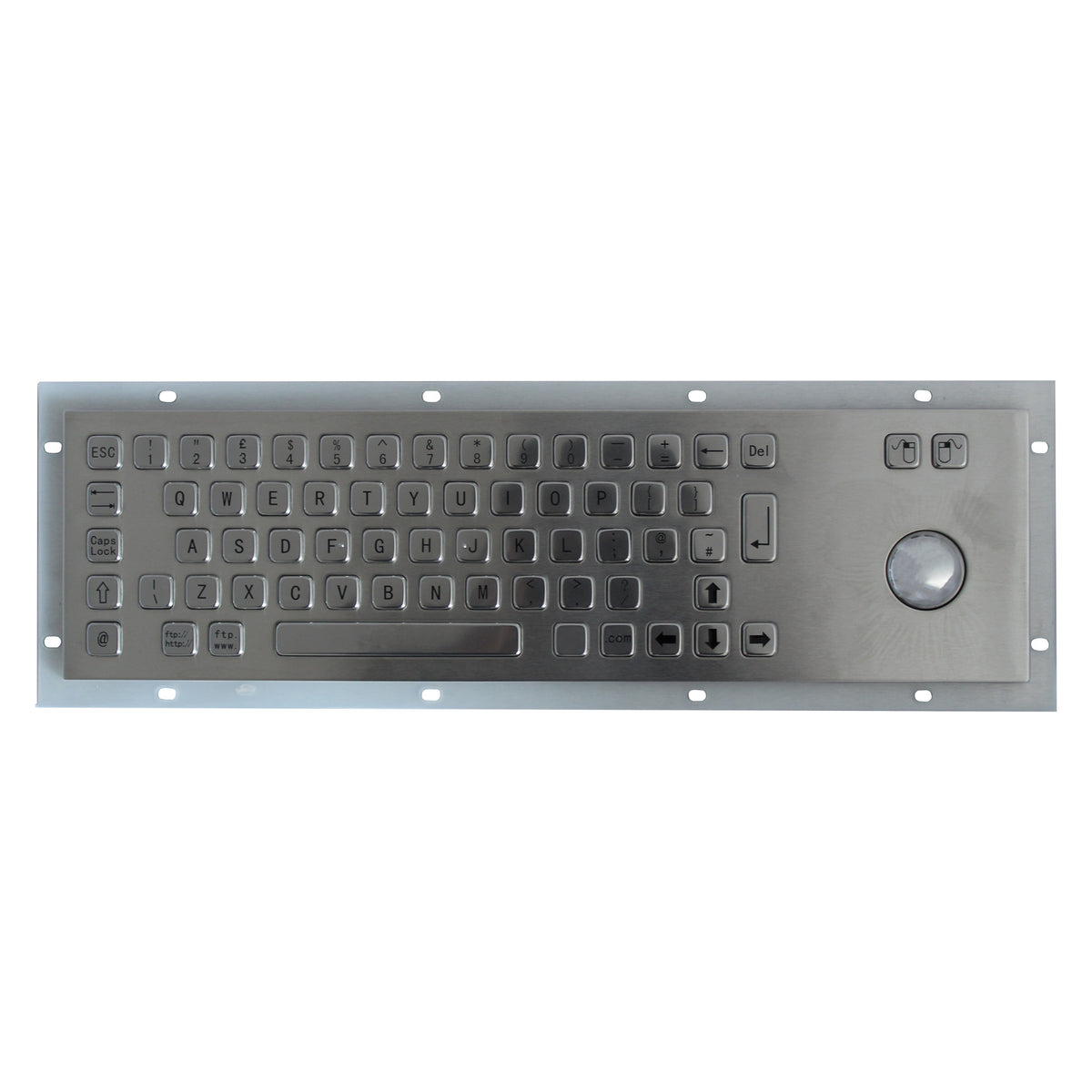 KBS-PC-D Stainless Steel Panel Mount Keyboard with Trackball — Keyboard ...