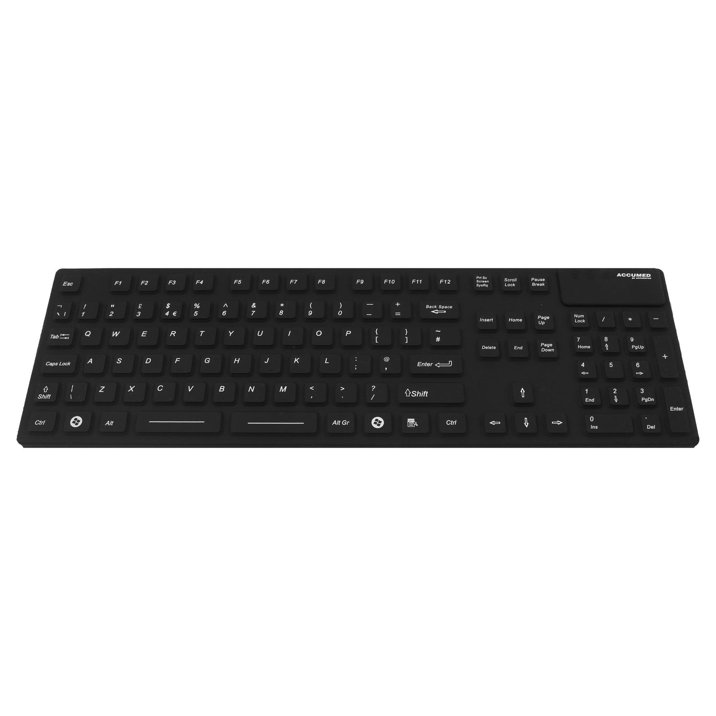 AccuMed 105 Medical/Industrial Waterproof Black Keyboard — Keyboard ...